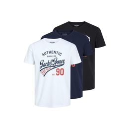 Jack & Jones JACK & JONES Herren T-Shirt "T-Shirt JJETHAN TEE CREW NECK 3PK 3er Pack", bunt, Gr. L, Obermaterial: 100% Baumwolle CO., Shirts