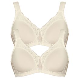 Viania Damen Soft-BH "2er Pack Soft BH Helga", Gr. 100, beige, Stoff, Obermaterial: 68% Polyester PES. 13% Elasthan EL. 12% Baumwolle CO. 7% Polyamid
