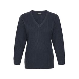 oxmo Damen Strickfleece-Pullover "Strickpullover OXISANDIE LS", blau, Gr. XL, Obermaterial: 50% Polyacryl PAN. 50% Polyacryl PAN recyc.., Pullover