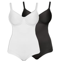 SuSa Damen Body "2er Pack Body mit B&uuml;gel Catania", Gr. 85, bunt, Obermaterial: 60% Polyamid PA. 25% Elasthan EL. 15% Polyester PES., Bodys