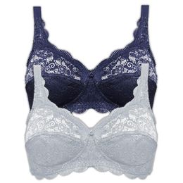 SuSa Damen B&uuml;gelloser BH "2er Pack BH ohne B&uuml;gel Latina", Gr. 80, bunt, Spitze, Obermaterial: 77% Polyamid PA. 15% Baumwolle CO. 8% Elasthan EL., BHs