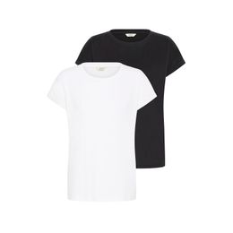 oxmo Damen Rundhalsshirt "Rundhalsshirt OXCoda 2 Pack", schwarz, Gr. XXL, Obermaterial: 50% Baumwolle CO. 50% Polyester PES., Shirts
