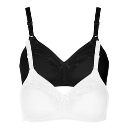 LISCA Damen B&uuml;gelloser BH "2er Pack BH ohne B&uuml;gel Minca", Gr. 80, bunt, Obermaterial: 55% Polyester PES. 35% Polyamid PA. 10% Elasthan EL., BHs