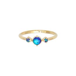 Elli Damen Fingerring "Opal Rund Trio Vintage 925er Silber", 58mm,mit Steinen, Silber 925 (Sterlingsilber), 1,5mm, blau, Silber 925 (Sterlingsilber),
