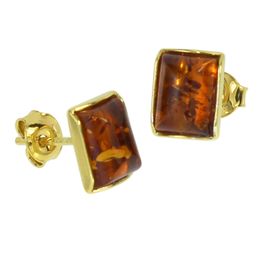 OSTSEE-SCHMUCK Damen Paar Ohrstecker "- Classic 8 x 6 mm - Silber 925/000, vergoldet - Bernstein", Silber 925 (Sterlingsilber), gold, Silber 925