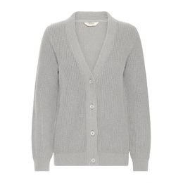 oxmo Damen Strickjacke "Strickjacke OXKimmie", grau, Gr. L, Obermaterial: 70% Baumwolle CO recyc.. 30% Polyester Pol. recyc.., Strickjacken