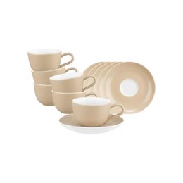 Seltmann Weiden Tasse "Espressotasse mit Untertasse Liberty Pure Colors 90 ml 6er Set", 12 tlg., beige, Trinkgef&auml;&szlig;e