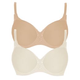 Viania Damen T-Shirt-BH "2er Pack Spacer B&uuml;gel BH Carola", Gr. 100, bunt, Stoff, Obermaterial: 62% Polyamid PA. 27% Polyester PES. 11% Elasthan EL.,