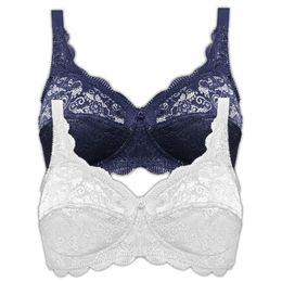 SuSa Damen B&uuml;gelloser BH "2er Pack BH ohne B&uuml;gel Latina", Gr. 100, bunt, Spitze, Obermaterial: 77% Polyamid PA. 15% Baumwolle CO. 8% Elasthan EL., BHs