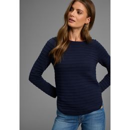 Laura Scott Damen Rundhalspullover, blau, Gr. 32, unifarben, Feinstrick, Obermaterial: 100% Baumwolle, Pullover, leichter &Uuml;bergangspullover mit
