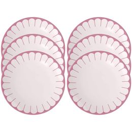 Villeroy & Boch VILLEROY & BOCH Speiseteller "Speiseteller Fleur Couleur &oslash; 26,6 cm 6er Set", L:26,6cm, pink, Speiseteller