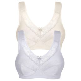 SuSa Damen Entlastungs-BH "2er Pack Entlastungs BH ohne B&uuml;gel Basic", Gr. 115, bunt, Stoff, Obermaterial: 55% Polyamid PA. 39% Baumwolle CO. 6%