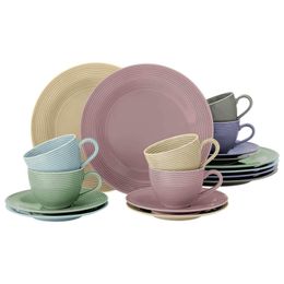 Seltmann Weiden Geschirr-Set "Kaffeeservice Beat Color Glaze 18er Set", blau, Geschirr-Sets