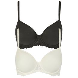 Nina von C. Damen T-Shirt-BH "2er Pack Spacer BH mit B&uuml;gel Millefleurs", Gr. 80, bunt, Obermaterial: 85% Polyamid PA. 15% Elasthan EL., BHs
