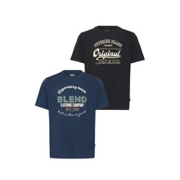 Blend Herren Rundhalsshirt "Rundhalsshirt BHBenop 2 Pack", blau, Gr. XXL, Obermaterial: 100% Baumwolle CO., Shirts