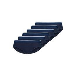 Skiny Herren Slip "Slip Brasil-Slips Cotton Multipack 6P 6er Pack", Gr. L, blau, Obermaterial: 95% Baumwolle CO. 5% Elasthan EL., Unterhosen