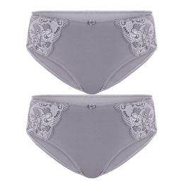 SuSa Damen Slip "2er Pack Damen Slip Latina", Gr. 42, lila, Obermaterial: 78% Polyamid PA. 16% Elasthan EL. 6% Baumwolle CO., Unterhosen