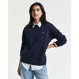 Gant Damen Sweatshirt "SHIELD C-NECK SWEAT", blau, Gr. S, Sweatware, Obermaterial: 87% Baumwolle, 13% Polyester, Sweatshirts, Grafische