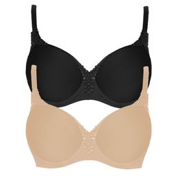 Viania Damen T-Shirt-BH "2er Pack Spacer B&uuml;gel BH Carola", Gr. 95, bunt, Stoff, Obermaterial: 62% Polyamid PA. 27% Polyester PES. 11% Elasthan EL.,