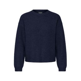 oxmo Damen Strickfleece-Pullover "Strickpullover oxmolara", blau, Gr. L, Obermaterial: 93% Polyester PES. 5% Wolle mw. 2% Elasthan EL., Pullover