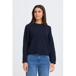 oxmo Damen Strickfleece-Pullover "Strickpullover oxmolara", blau, Gr. M, Obermaterial: 93% Polyester PES. 5% Wolle mw. 2% Elasthan EL., Pullover
