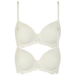 Nina von C. Damen T-Shirt-BH "2er Pack Spacer BH mit B&uuml;gel Millefleurs", Gr. 80, beige, Obermaterial: 85% Polyamid PA. 15% Elasthan EL., BHs