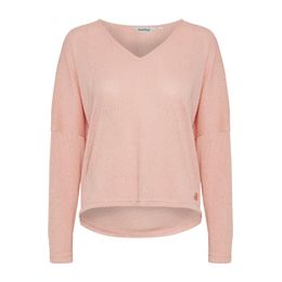 oxmo Damen Strickpullover "Strick-V-Pullover OXKatla", wei&szlig;, Gr. L, Obermaterial: 58% Viskose LENZING ECOVERO CV LenzEcov. 42% Polyester PES.,