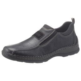 Rieker Herren Slip-On Sneaker, Gr. 45, schwarz, Leder, Textil, unifarben, Schuhe, Slipper, Schlupfschuh, Halbschuh, Freizeitschuh mit Stretcheins&auml;tze