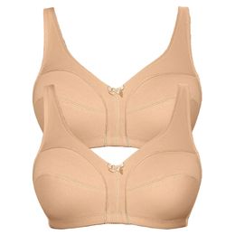 Viania Damen Soft-BH "2er Pack Baumwoll Soft BH Basic", Gr. 90, beige, Obermaterial: 100% Baumwolle CO., BHs