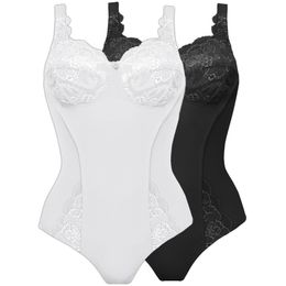 SuSa Damen Body "2er Pack Body ohne B&uuml;gel Latina", Gr. 90, bunt, Obermaterial: 78% Polyamid PA. 15% Elasthan EL. 7% Baumwolle CO., Bodys