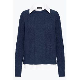 oxmo Damen Strickfleece-Pullover "Strickpullover OXFSanvi", blau, Gr. XL, Obermaterial: 91% Polyester PES. 9% Nylon NY., Pullover