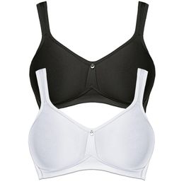SuSa Damen T-Shirt-BH "2er Pack Spacer BH ohne B&uuml;gel Catania", Gr. 95, bunt, Stoff, Obermaterial: 43% Polyamid PA. 39% Polyester PES. 18% Elasthan