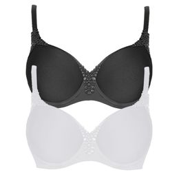 Viania Damen T-Shirt-BH "2er Pack Spacer B&uuml;gel BH Carola", Gr. 80, bunt, Stoff, Obermaterial: 62% Polyamid PA. 27% Polyester PES. 11% Elasthan EL.,