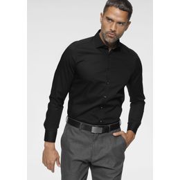 OLYMP Herren Businesshemd "Level Five body fit", schwarz, Gr. 38, Obermaterial: 97% Baumwolle, 3% Elastolefin, Hemden, Italienische Knopfleiste