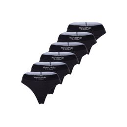Marc O'Polo MARC O'POLO Damen String "String 6er Pack", Gr. M, schwarz, Obermaterial: 95% Baumwolle CO(Bio). 5% Elasthan EL., Unterhosen
