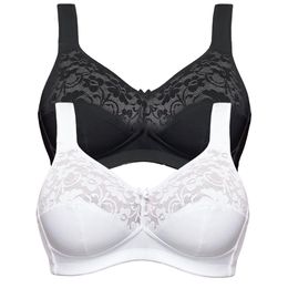 SuSa Damen Soft-BH "2er Pack BH ohne B&uuml;gel", Gr. 90, bunt, Obermaterial: 76% Baumwolle CO. 18% Polyamid PA. 6% Elasthan EL., BHs