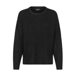 oxmo Damen Strickfleece-Pullover "Strickpullover OXBomma", schwarz, Gr. XS, Obermaterial: 93% Polyester PES. 5% Wolle mw. 2% Elasthan EL., Pullover