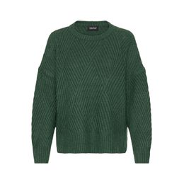 oxmo Damen Strickfleece-Pullover "Strickpullover OXBomma", gr&uuml;n, Gr. XL, Obermaterial: 93% Polyester PES. 5% Wolle mw. 2% Elasthan EL., Pullover