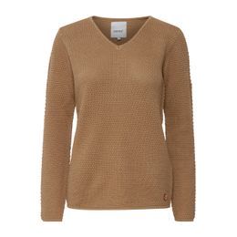 oxmo Damen Strickfleece-Pullover "Strickpullover OXHanna", beige, Gr. L, Obermaterial: 100% Baumwolle CO., Pullover