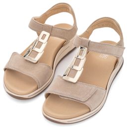 Ara Damen Sandalette "OSAKA-S", Gr. 39, beige, Ziegenveloursleder, unifarben, Basic, Schuhe, Keilsandale, Sommerschuh, Komfortschuh in Weite H (=