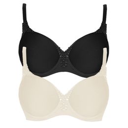 Viania Damen T-Shirt-BH "2er Pack Spacer B&uuml;gel BH Carola", Gr. 75, bunt, Stoff, Obermaterial: 62% Polyamid PA. 27% Polyester PES. 11% Elasthan EL.,