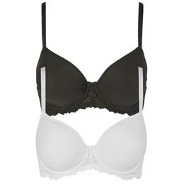 Nina von C. Damen T-Shirt-BH "2er Pack Spacer BH mit B&uuml;gel Millefleurs", Gr. 75, bunt, Obermaterial: 85% Polyamid PA. 15% Elasthan EL., BHs