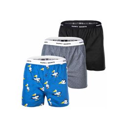 Happy Shorts Herren Webboxer "Web-Boxershorts 3er Pack", Gr. XL, bunt, Obermaterial: 100% Baumwolle CO., Unterhosen