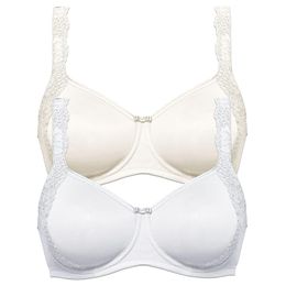 SuSa Damen Minimizer-BH "2er Pack Minimizer BH mit B&uuml;gel London", Gr. 100, bunt, Obermaterial: 77% Polyamid PA. 23% Elasthan EL., BHs