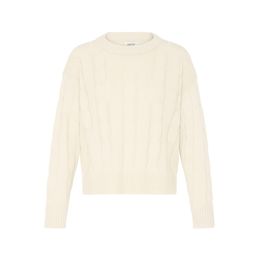 oxmo Damen Strickfleece-Pullover "Strickpullover OXKimni", wei&szlig;, Gr. S, Obermaterial: 50% Polyacryl PAN. 50% Polyester PES., Pullover