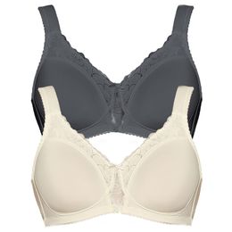 Viania Damen Soft-BH "2er Pack Soft BH Helga", Gr. 100, bunt, Stoff, Obermaterial: 68% Polyester PES. 13% Elasthan EL. 12% Baumwolle CO. 7% Polyamid