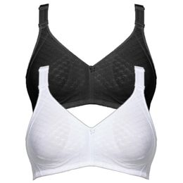 SuSa Damen B&uuml;gelloser BH "2er Pack BH ohne B&uuml;gel Topsy Plus", Gr. 85, bunt, Stoff, Obermaterial: 40% Baumwolle CO. 30% Polyamid PA. 30% Elasthan EL.,
