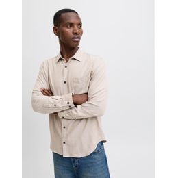 Jack & Jones JACK & JONES Herren Langarmhemd "JJECLASSIC MELANGE SHIRT L/S NOOS"oatmeal, Gr. M, Web, Obermaterial: 100% Baumwolle, Hemden