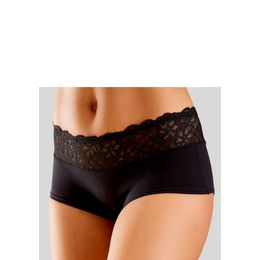 Nuance Damen Panty, Gr. 32, schwarz, Jersey, Obermaterial: 85% Baumwolle, 10% Polyamid, 5% Elasthan, Unterhosen, mit floralem Spitzenbund
