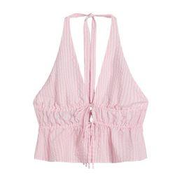 Bershka Top Damen Gr&ouml;&szlig;e L hellpink / wei&szlig;
